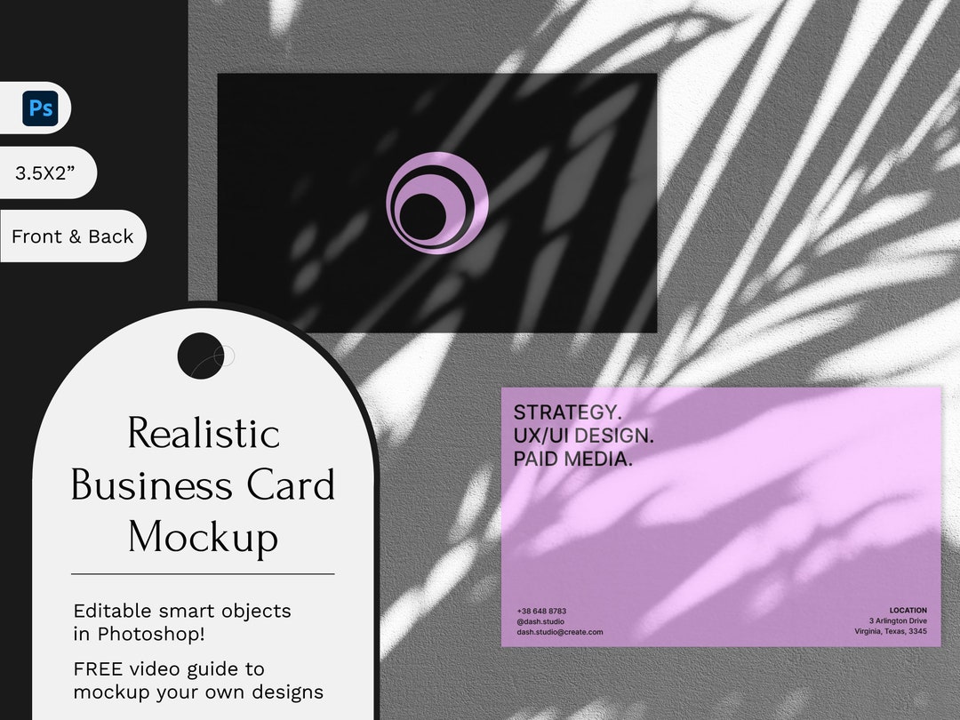 Realistic Business Card Mockup With Shadow Overlay 3,5x2 Photoshop ...
