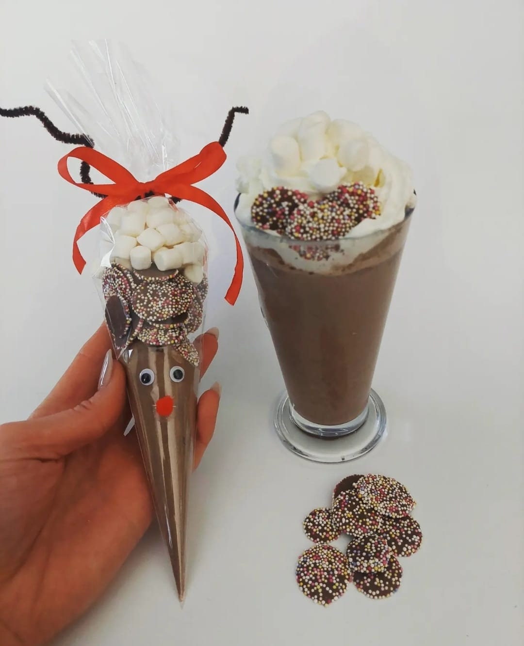 Rudolph Reindeer Hot Chocolate Cone, Christmas Stocking Filler, Sectret ...