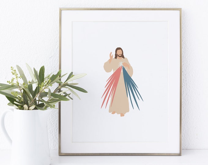PRINTED Divine Mercy | Jesus Printable Jesus Drawing Divine Mercy Jesus ...