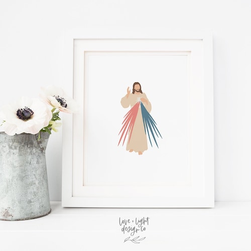 Jesus Divine Mercy Illustration Catholic Printable Wall Art - Etsy