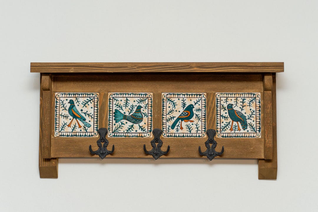 Christmas Gift, Ceramic Tile Coat Rack, Wall Coat Rack, Entry Way ...