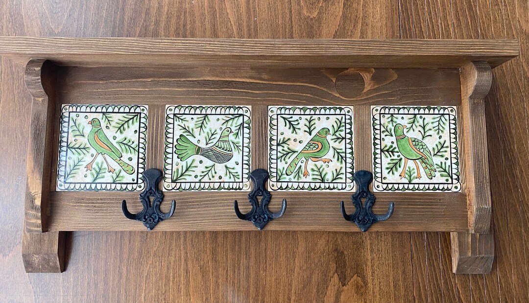 Christmas Gift, Ceramic Tile Coat Rack, Wall Coat Rack, Entry Way ...