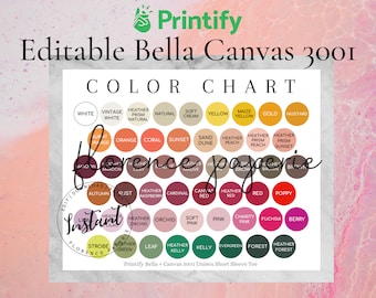 CUSTOM Tshirt Fabric Color Chart Graphic for Your Etsy Shop - Etsy