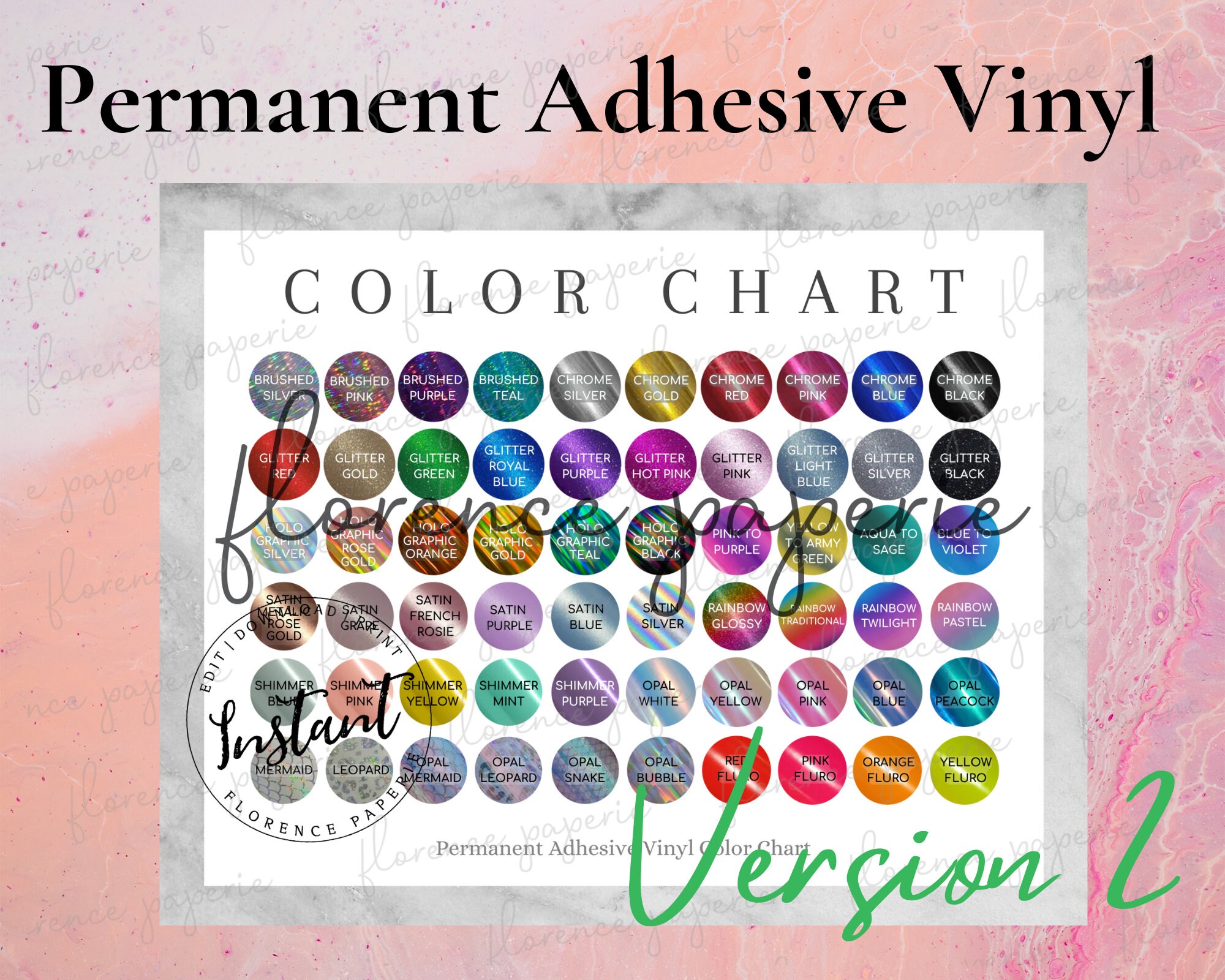 Editable Permanent Adhesive Vinyl Color Chart, Canva Template for ...