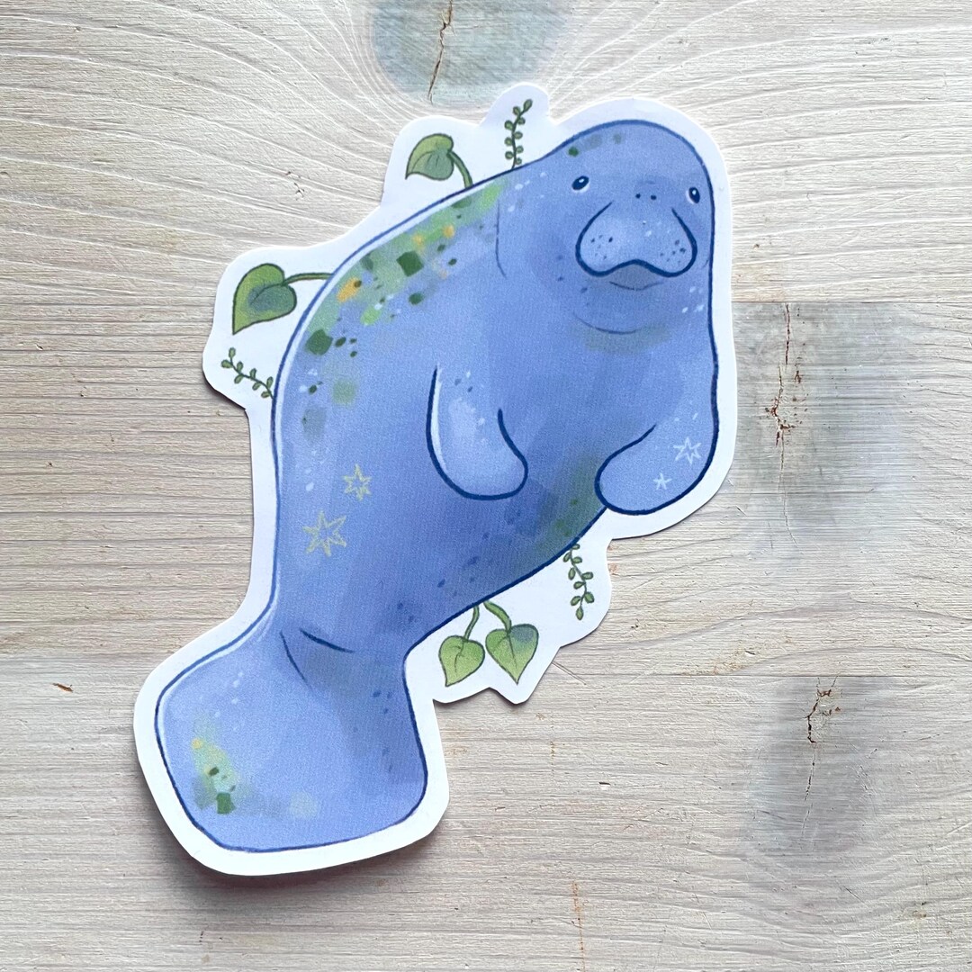Manatee Sticker | Vinyl, Ocean Sticker, Animal Sticker, Journaling ...