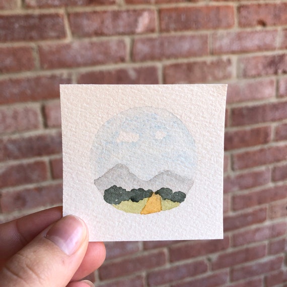 Small Watercolor Landscape Miniature Painting | Etsy