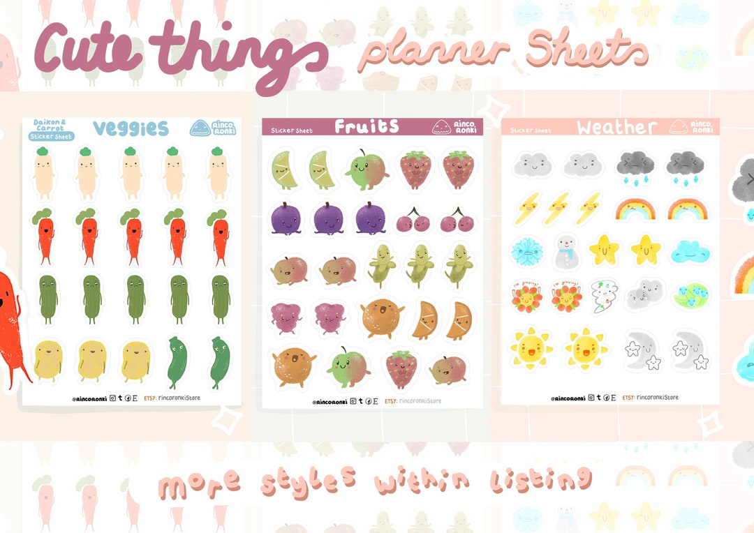 Smol Cute Things Sticker Sheets Paper Planner Bujo Supplies - Etsy