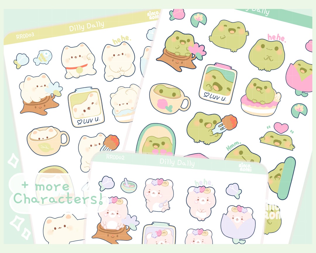 Cute Character Sticker Sheets, Everyday Life, Cat Bear Frog Picco ...