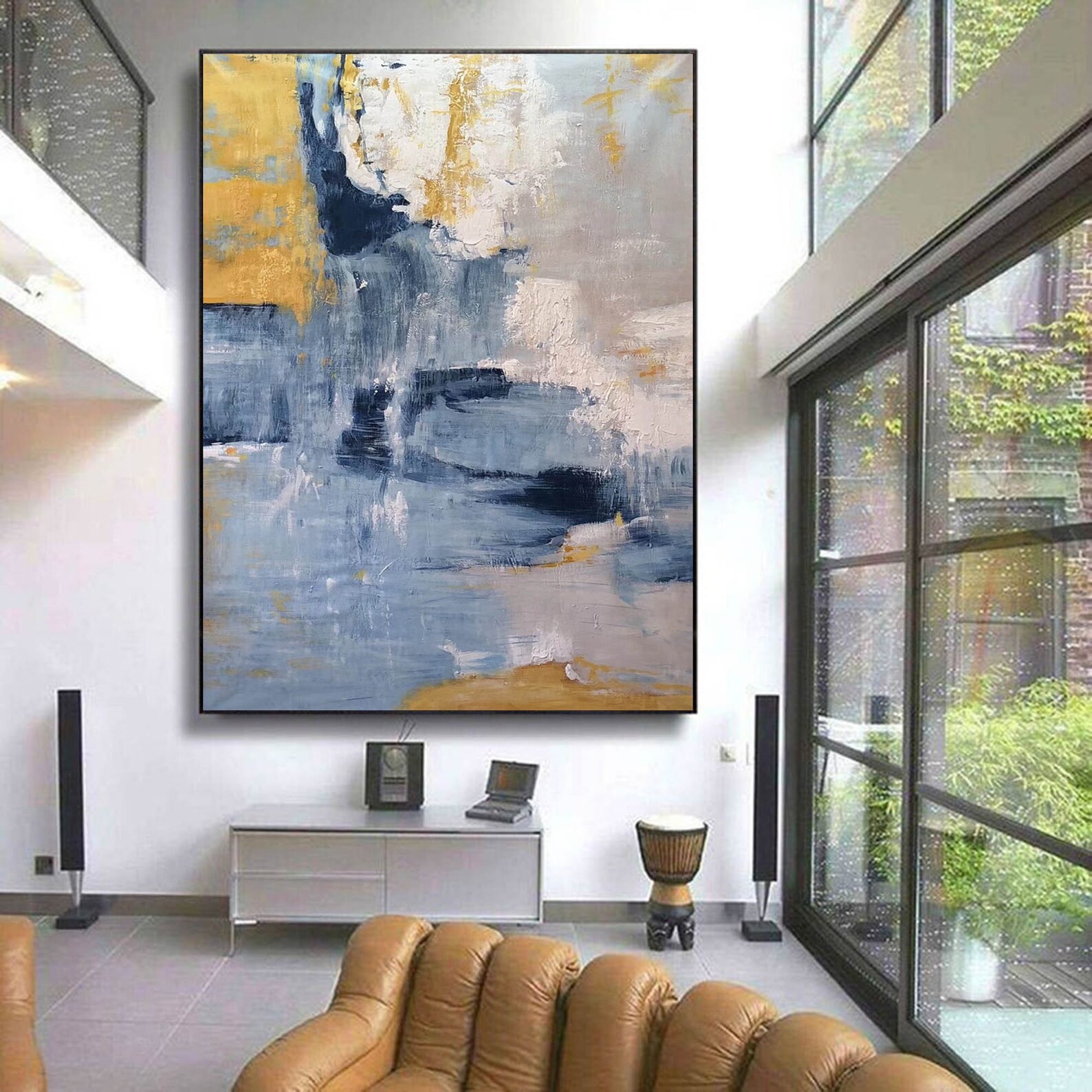 Large Abstract Wall Art,blue Abstract Acrylic Painting,original ...