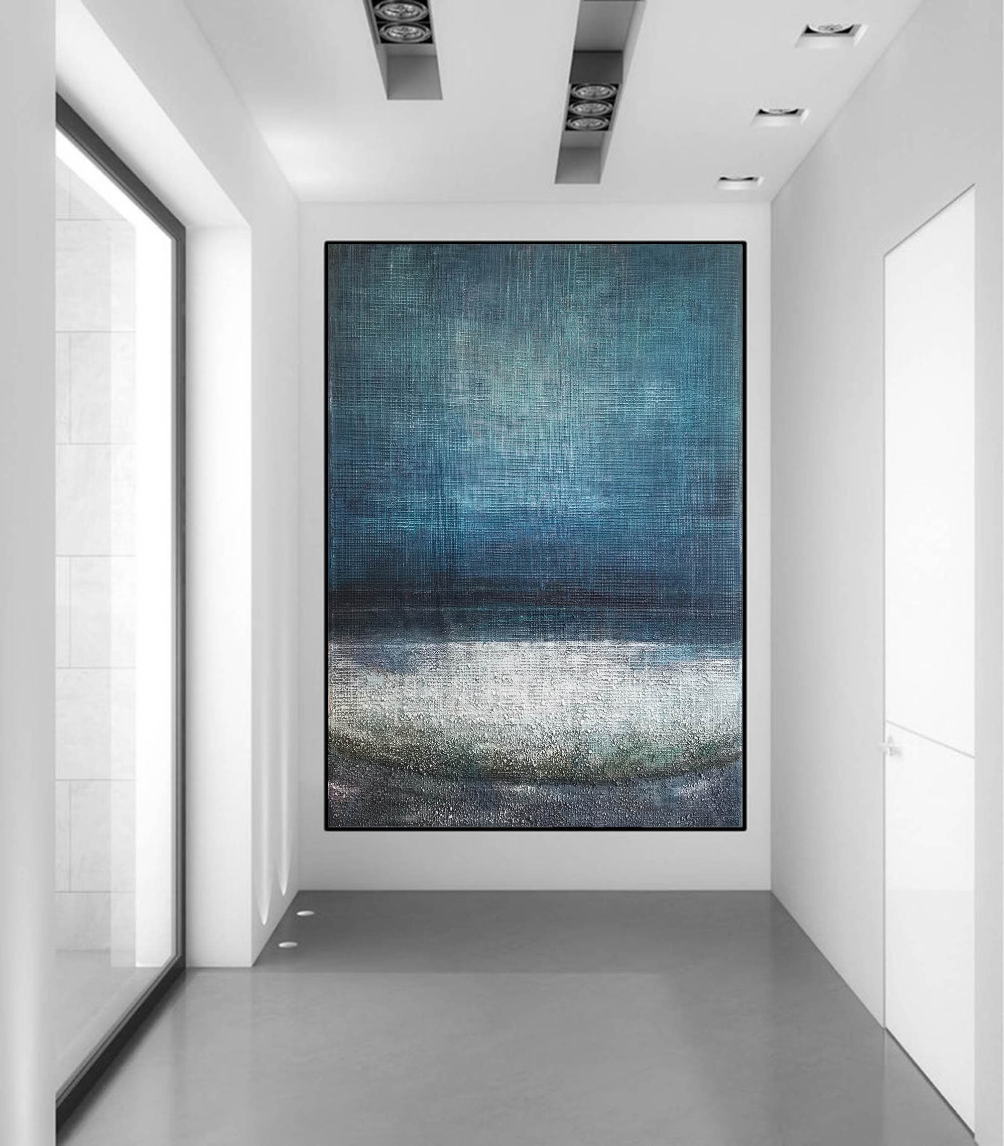 Large Canvas Wall Art Original Blue Painting Abstract Modern - Etsy