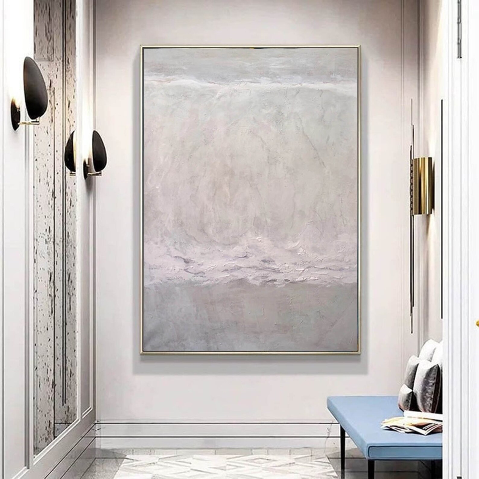 Large Abstract Painting on Canvas, Grey Painting, Minimalist Abstract ...