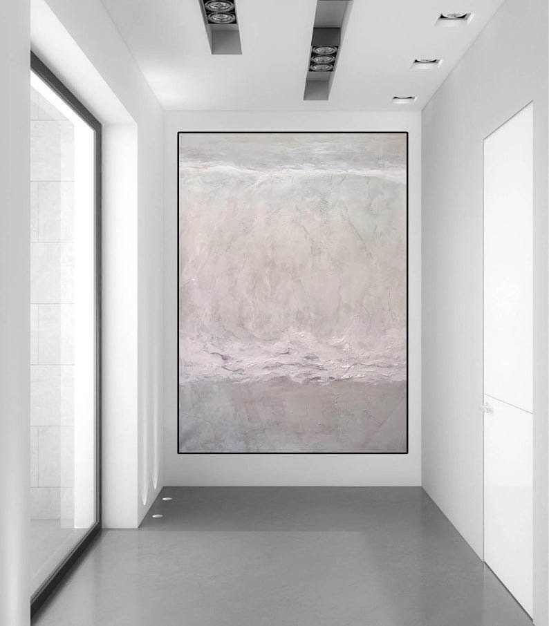 Large Abstract Painting on Canvas, Grey Painting, Minimalist Abstract ...