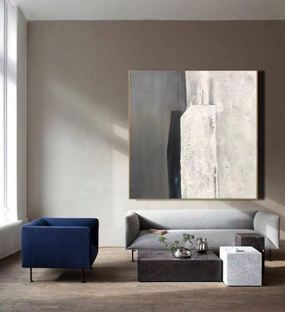 Original Oil Painting Abstract Gray Painting on Canvas Large - Etsy