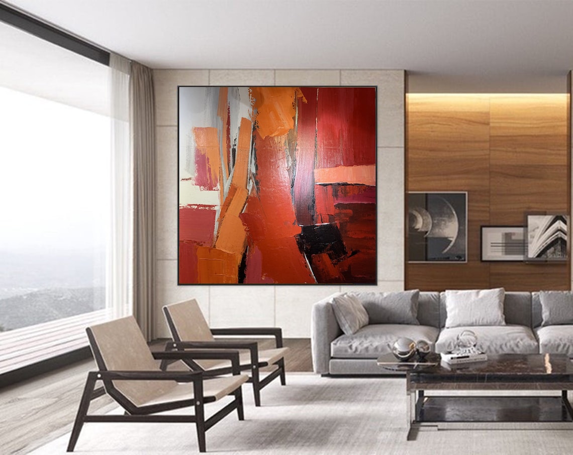 Large Abstract Canvas Art, Modern Abstract Painting Original, Colorful ...