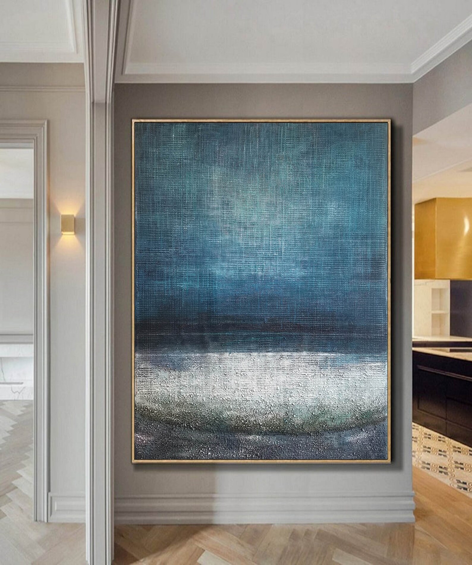 Large Canvas Wall Art Original Blue Painting Abstract Modern - Etsy