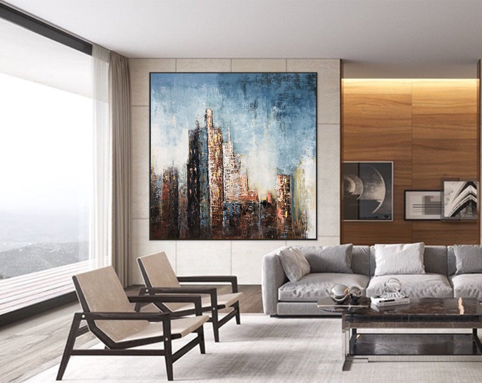 Large Abstract Acrylic Painting, Abstract Landscape Painting, Extra ...