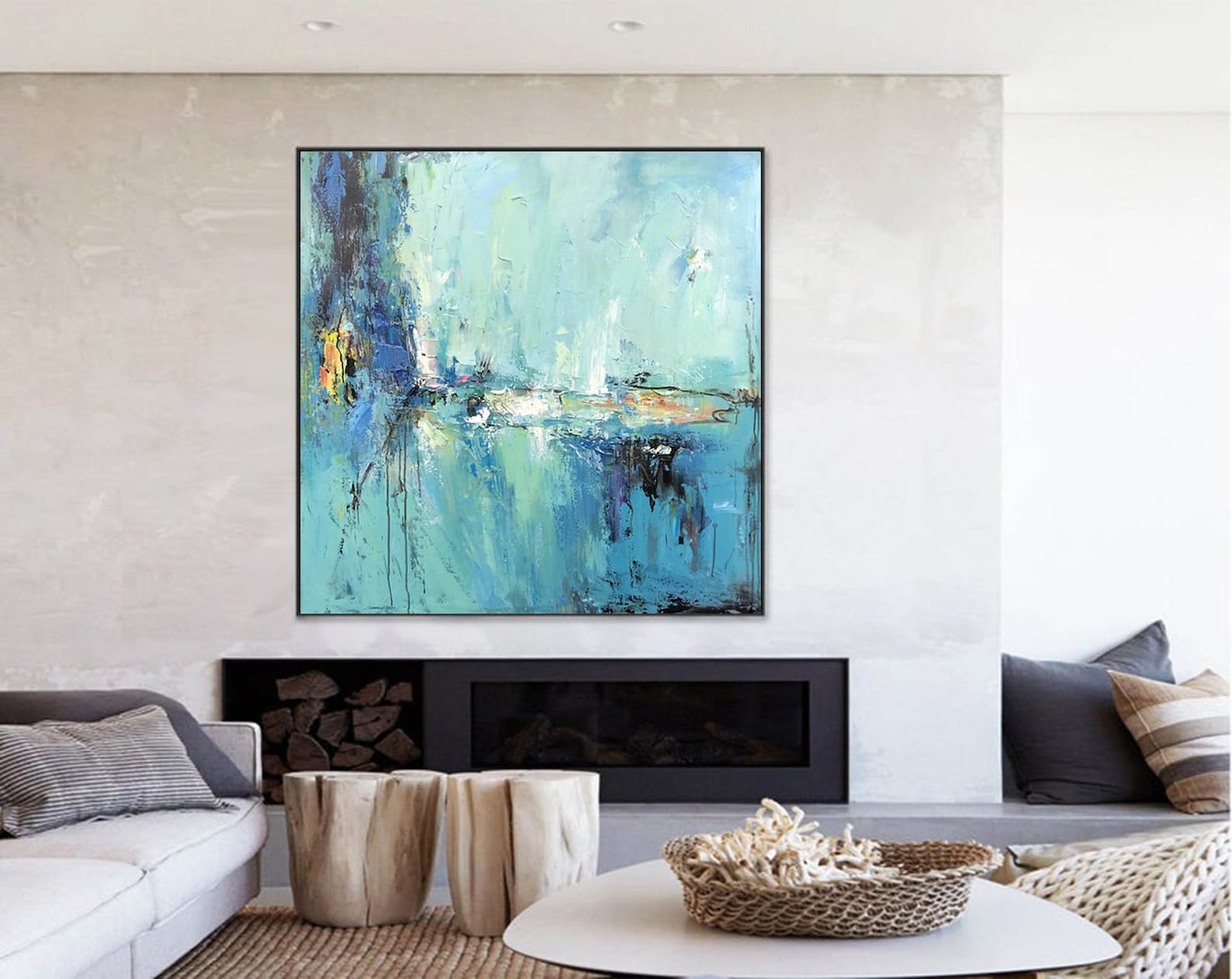 Extra Large Canvas Wall Art Palette Knife Painting Green - Etsy