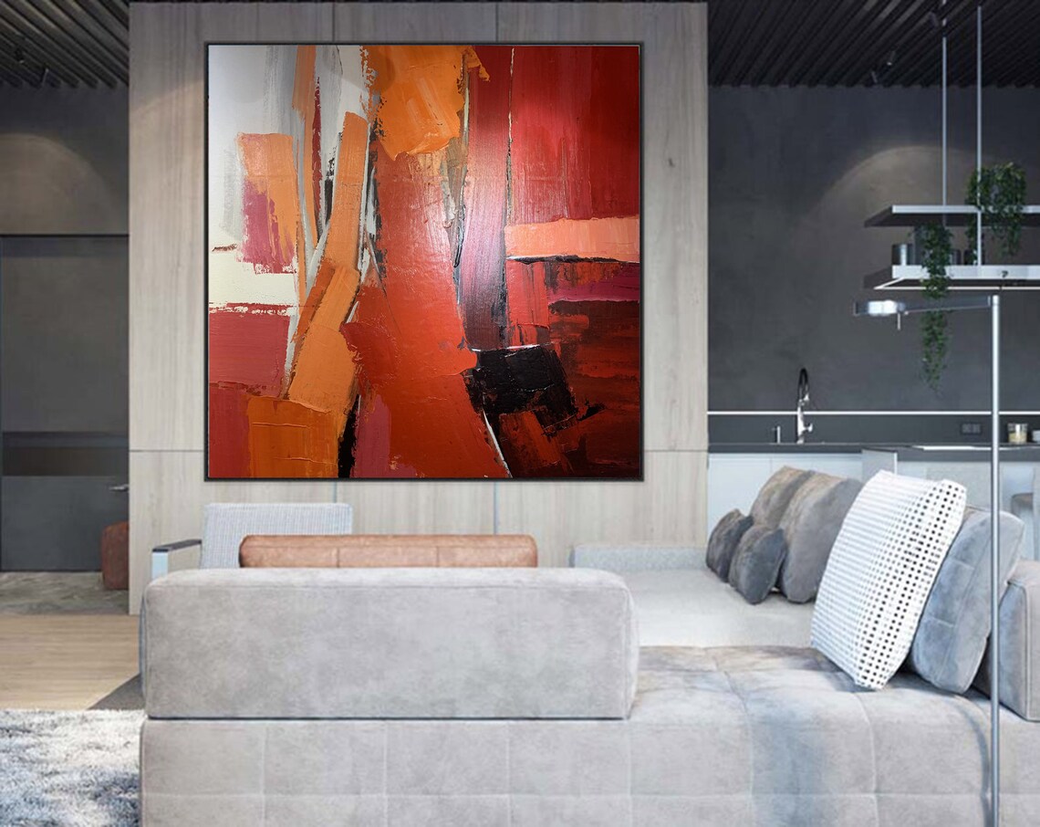 Large Abstract Canvas Art, Modern Abstract Painting Original, Colorful ...