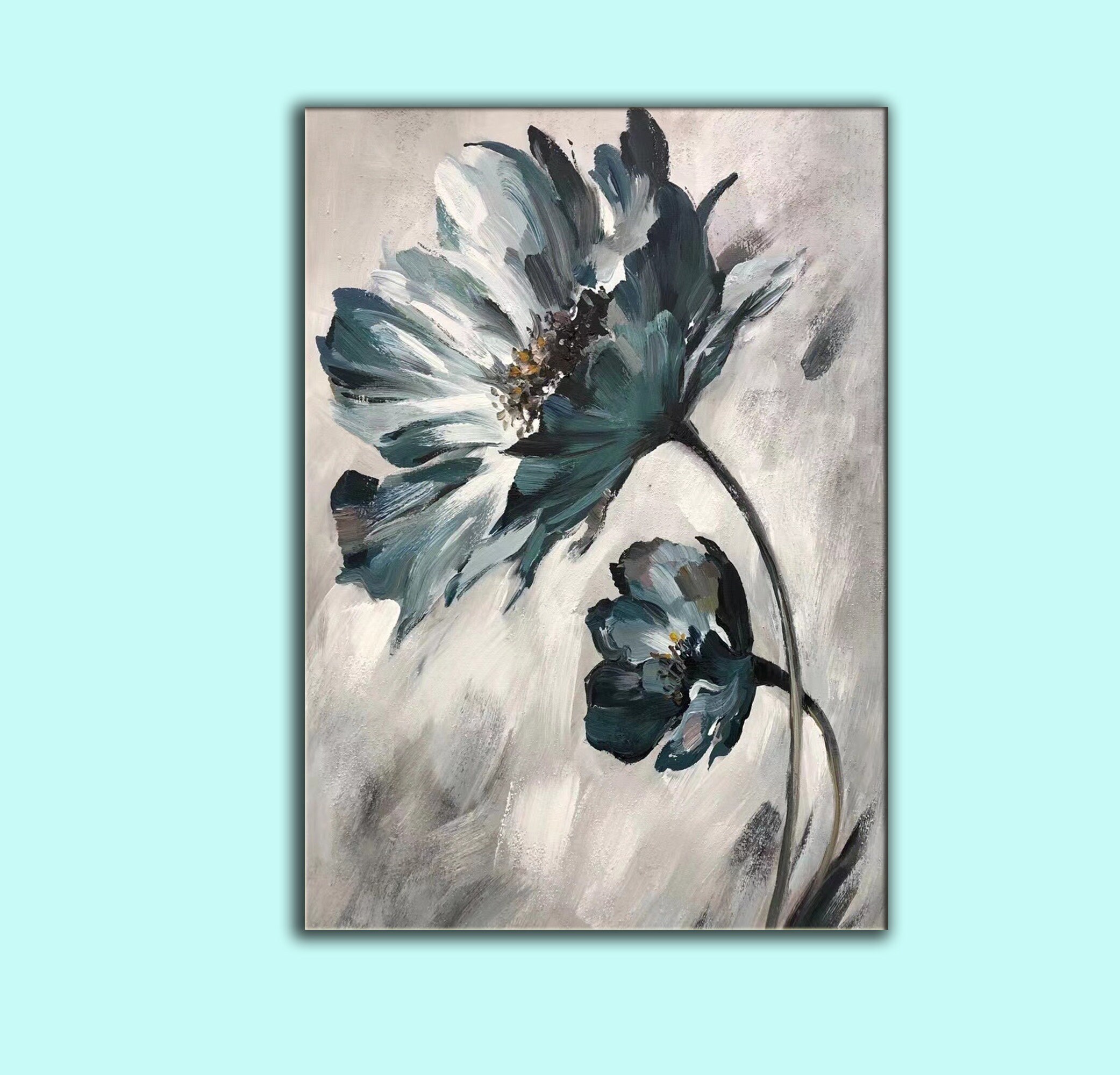 Abstract Canvas Wall Art, Original Abstract Oil Painting, Flower ...