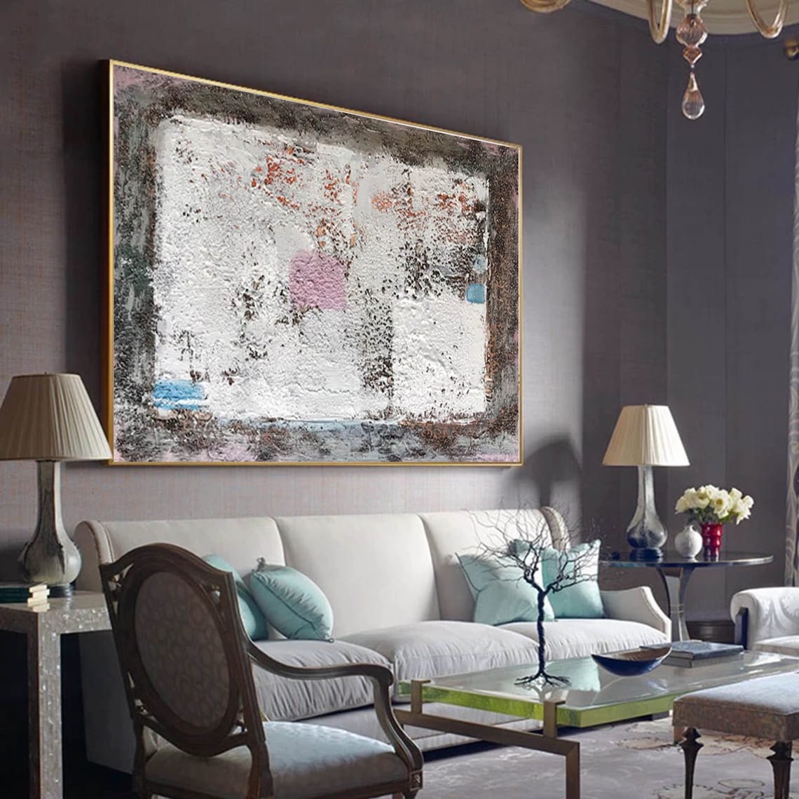 Large Canvas Wall Art Brown Abstract Painting Original | Etsy