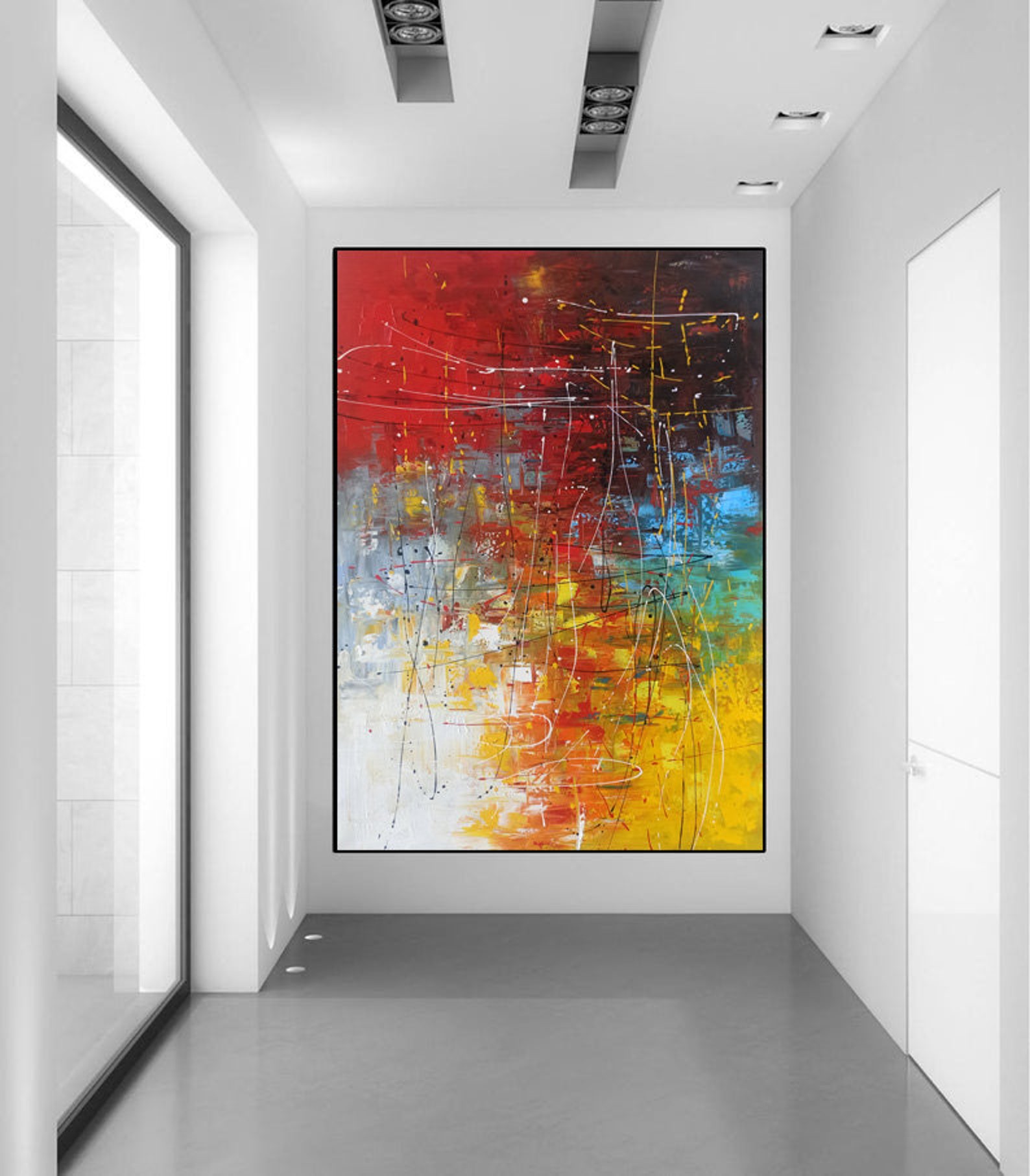 Jackson Pollock leinwand malerei, bunte abstrakte malerei, große leinwand wand kunst, moderne ...