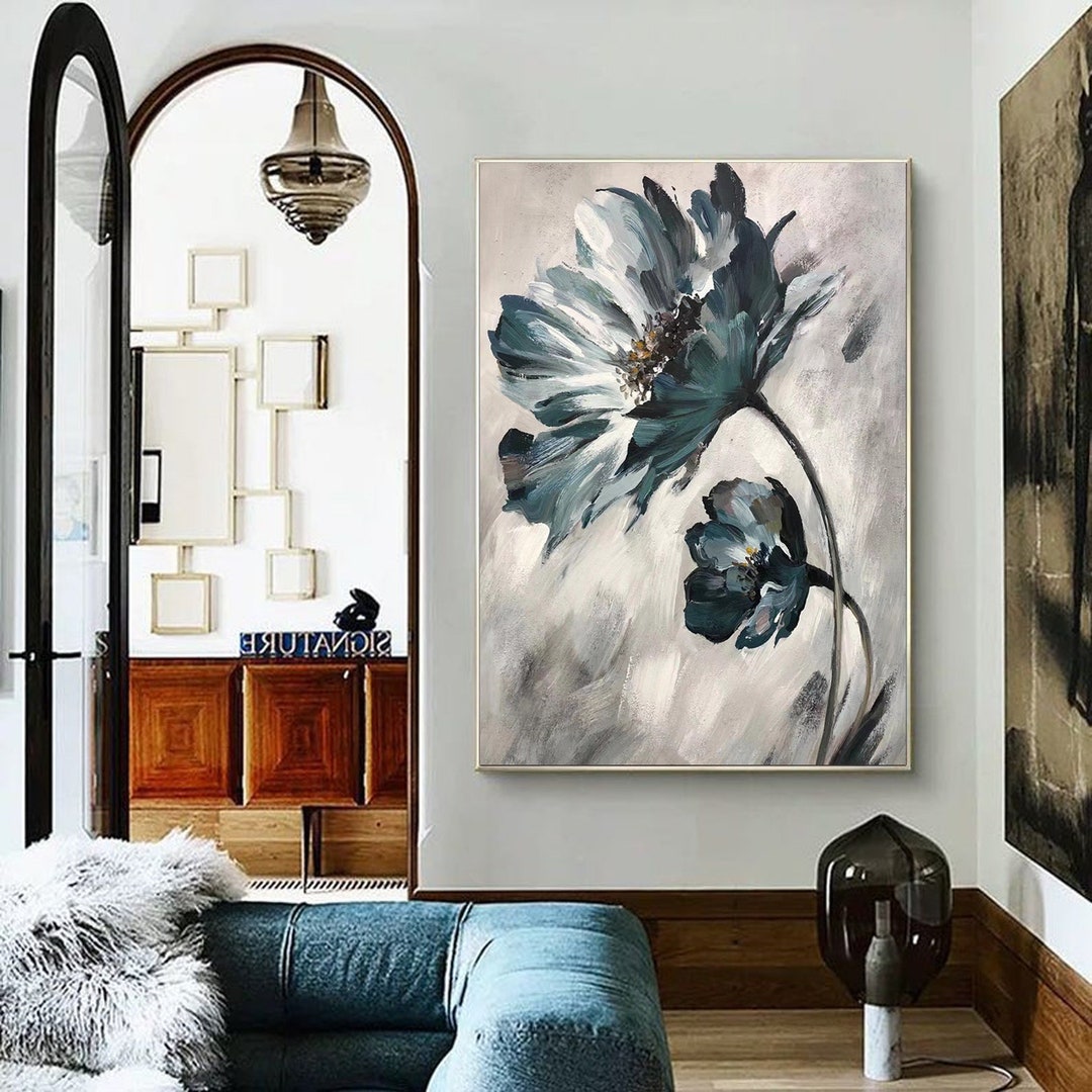 Abstract Canvas Wall Art, Original Abstract Oil Painting, Flower ...