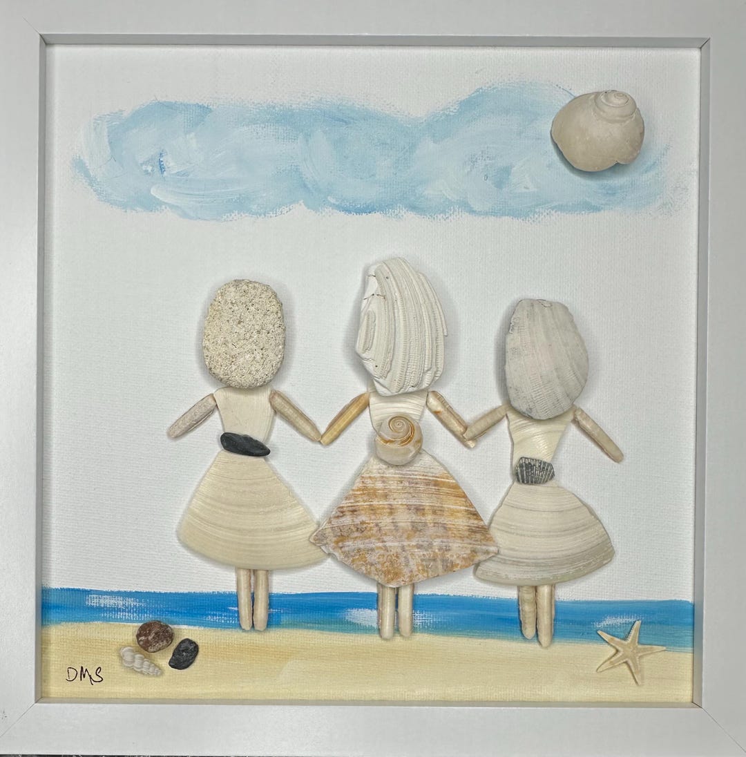 Three Friends Shell People Art - Etsy