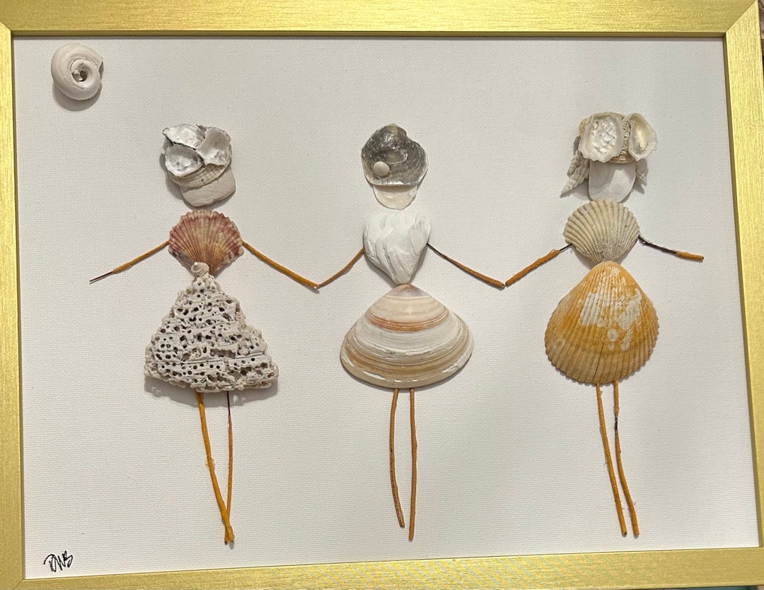 Three Ladies/friends/sisters Large Long-legged Shell Board Art - Etsy