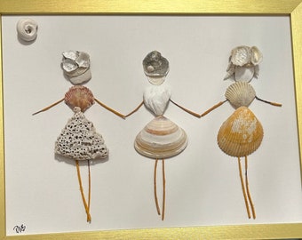 Three Ladies/sisters/friends Shell People Art - Etsy