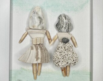 Two Ladies Shell People Art Large - Etsy