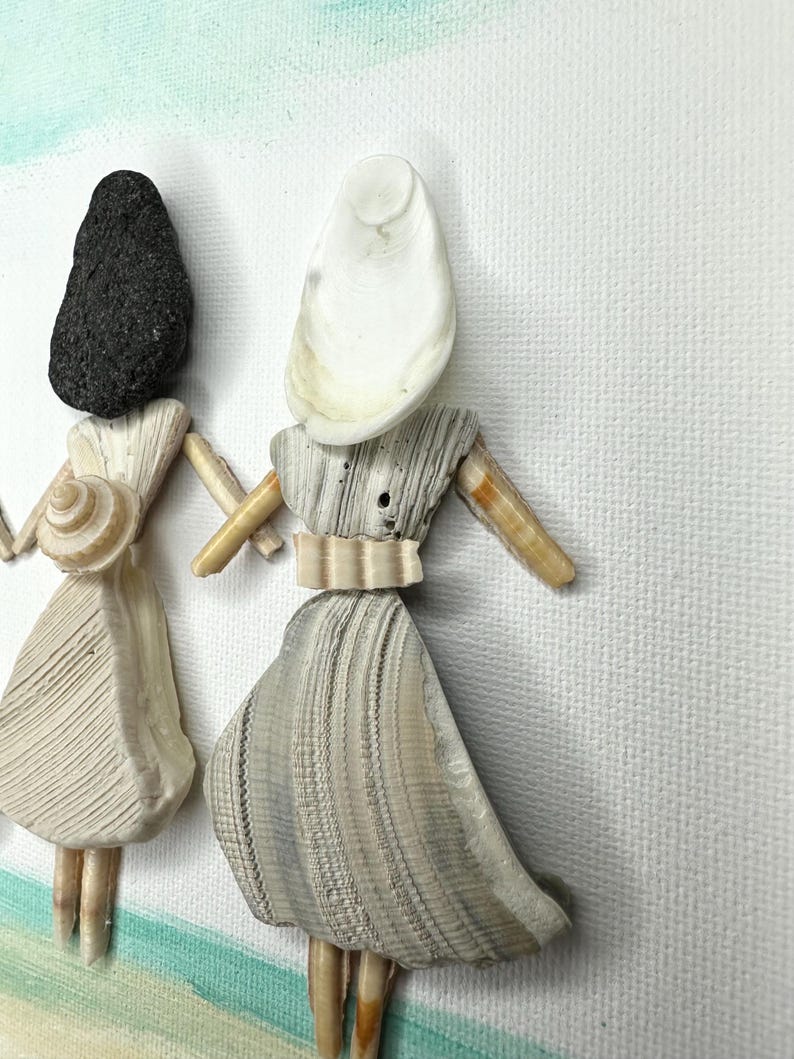 Three Ladies on the Beach Shell People Art - Etsy