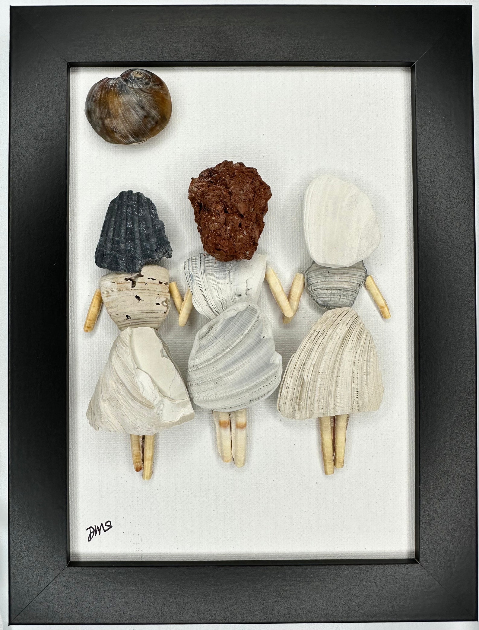 Three Girls/sisters/friends Shell People Art - Etsy