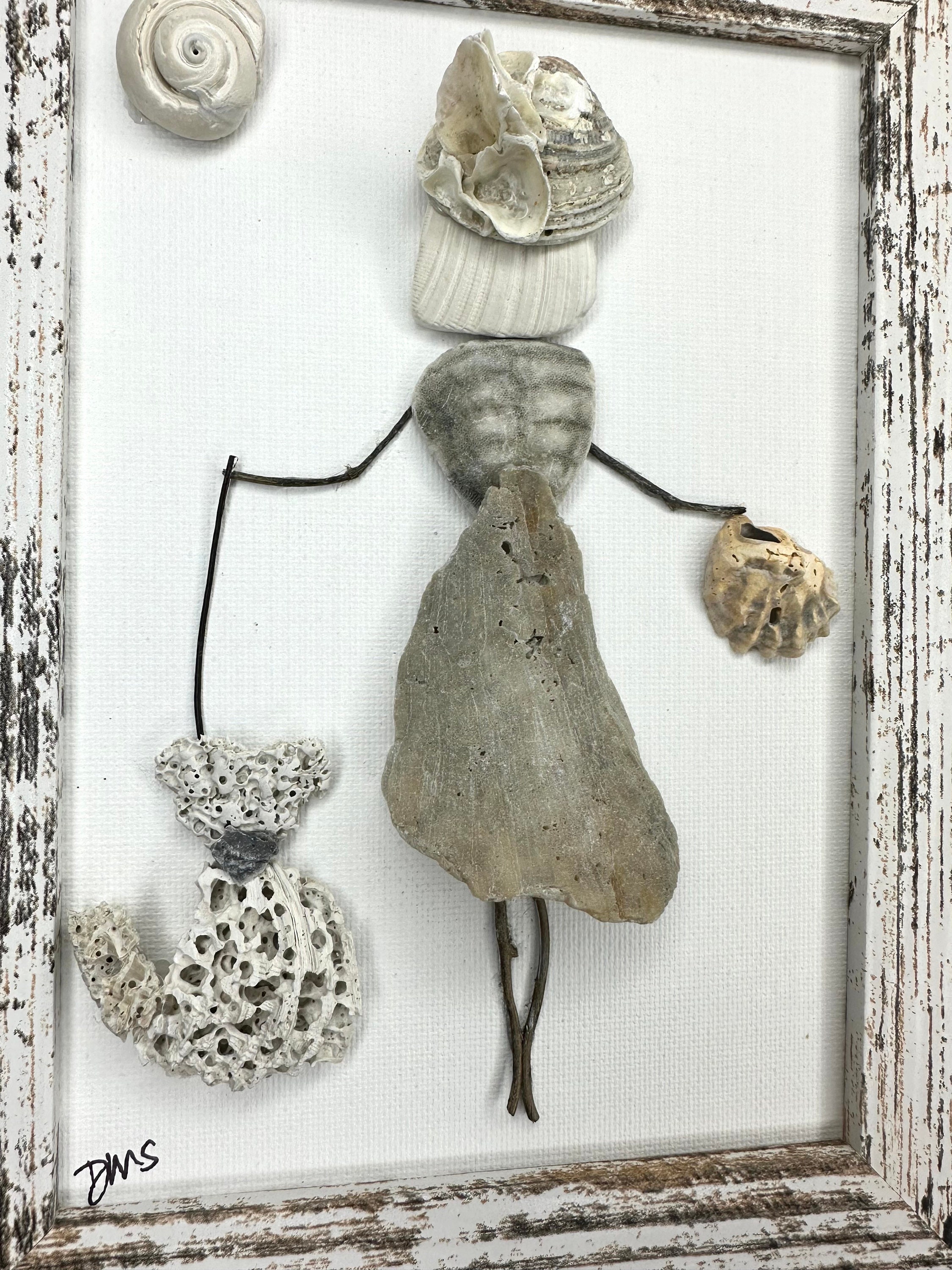 Lady and Dog Shell Board Art - Etsy