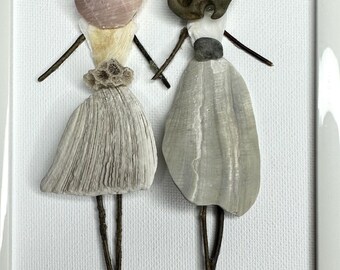 Two Friends Shell People Art - Etsy