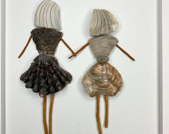 Two Ladies Shell People Art Large - Etsy