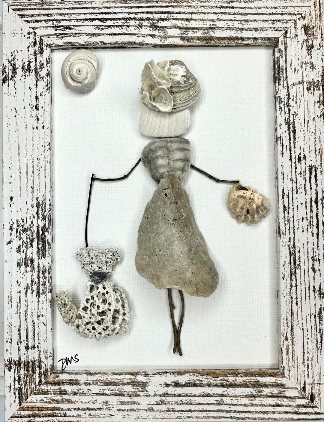 Lady and Dog Shell Board Art - Etsy