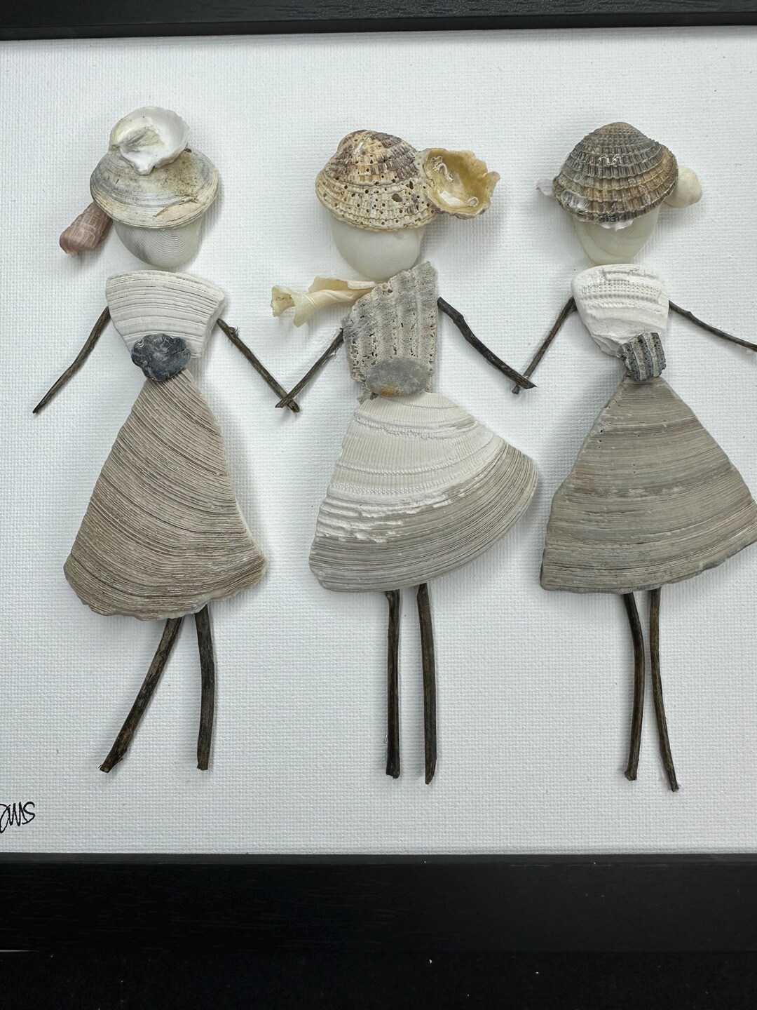 Three Ladies in Hats Shell People Art - Etsy