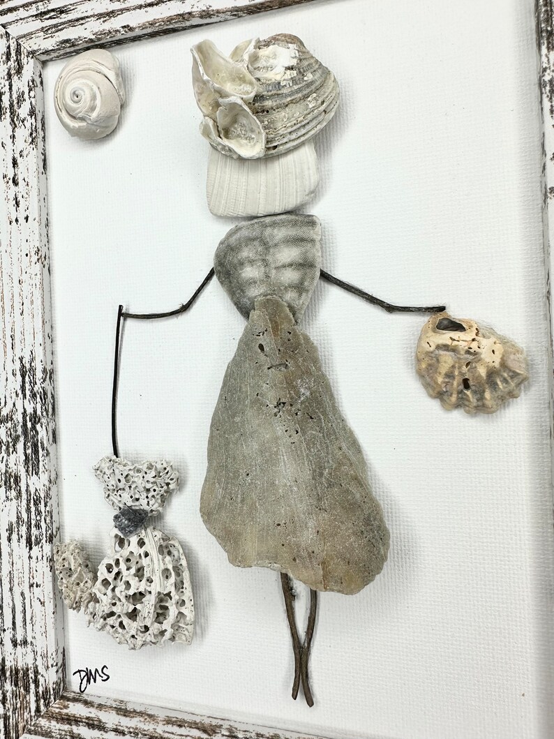 Lady and Dog Shell Board Art - Etsy