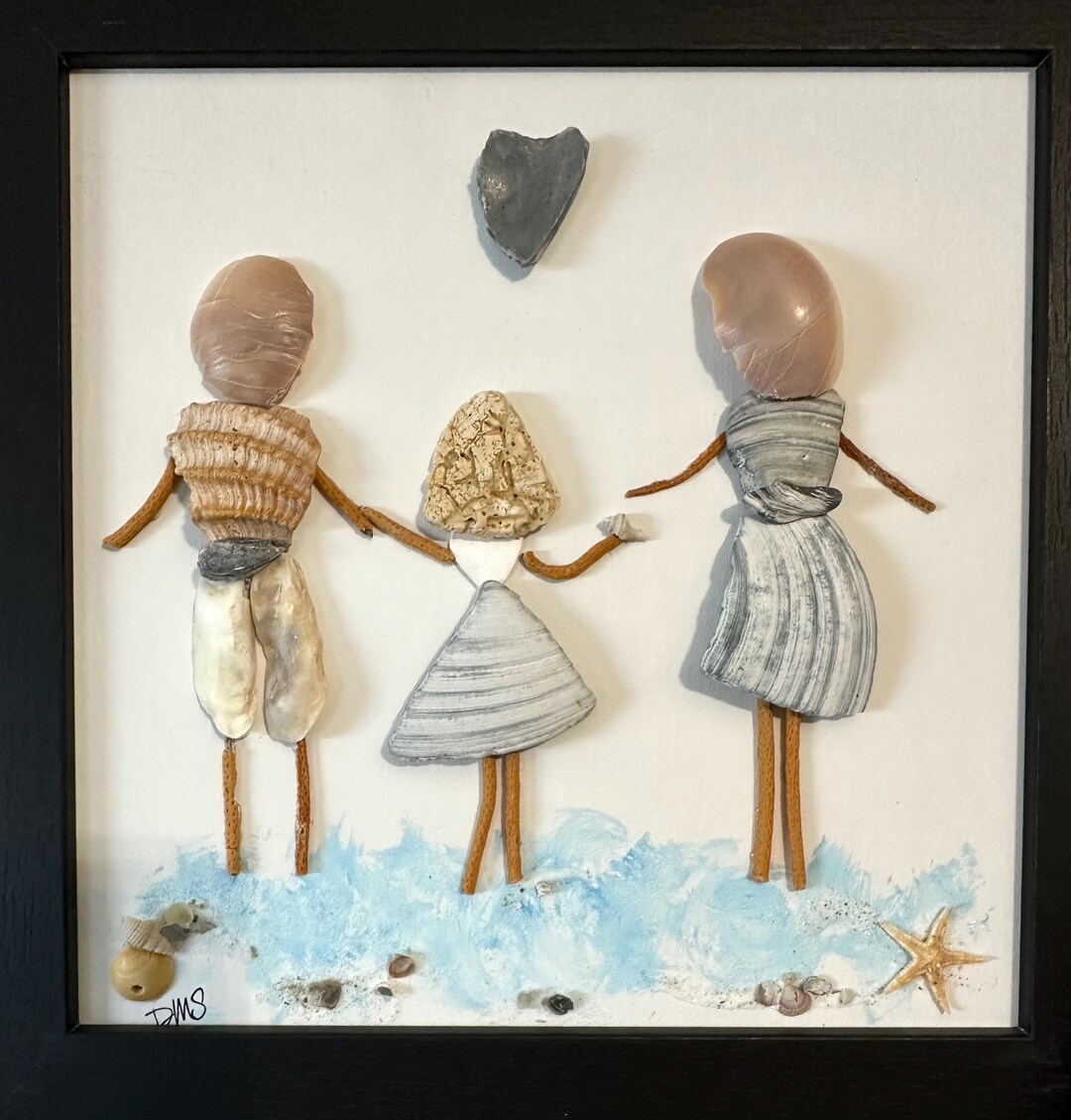 Mom, Dad and Daughter Shell People Art - Etsy