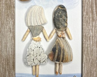 Two Ladies Shell People Art Large - Etsy