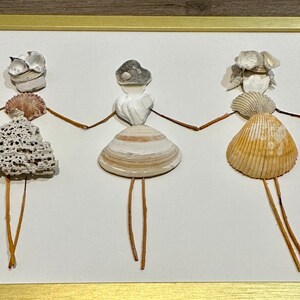 Three Ladies/friends/sisters Large Long-legged Shell Board Art - Etsy