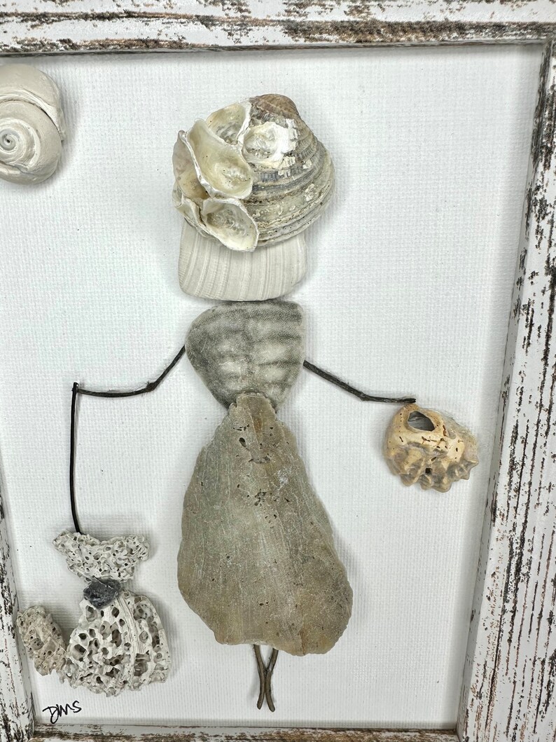 Lady and Dog Shell Board Art - Etsy