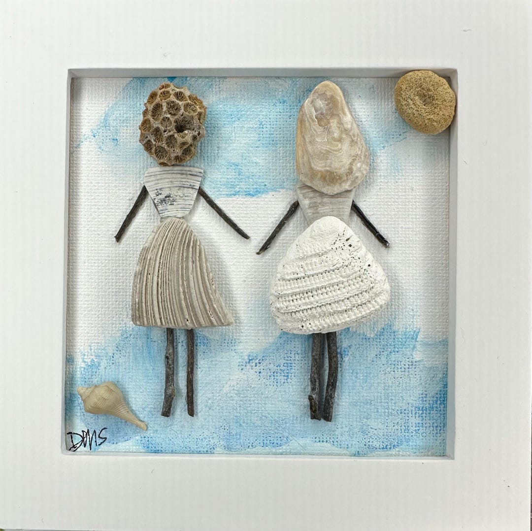 Two Friends Shell People Art - Etsy