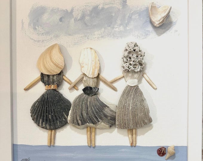 Three Beach Friends Shell People Art - Etsy