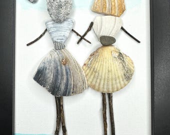 Two Ladies Shell People Art Large - Etsy