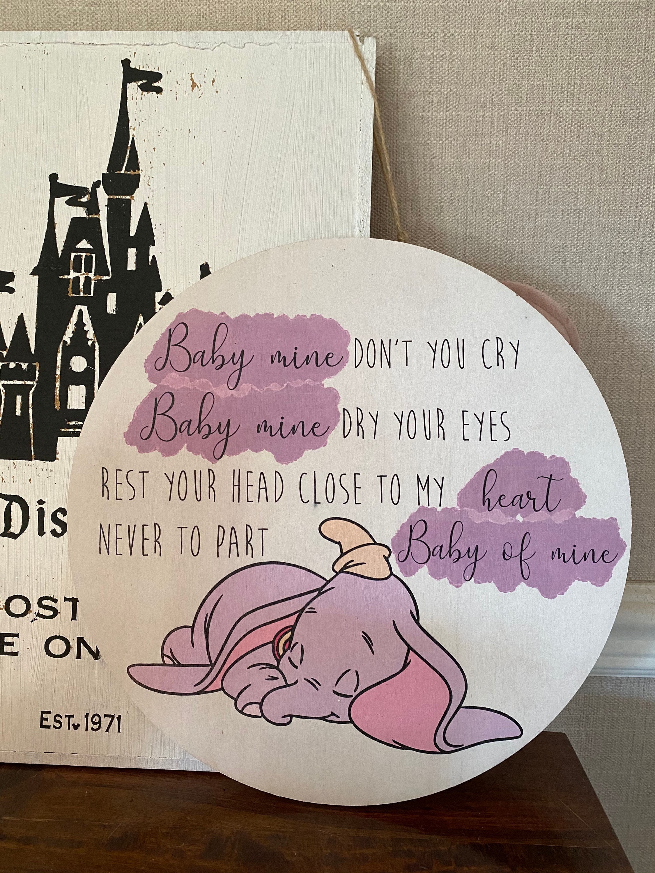 Baby Mine Dumbo Disney Movie Song Lyrics Nursery Child Hanging - Etsy UK