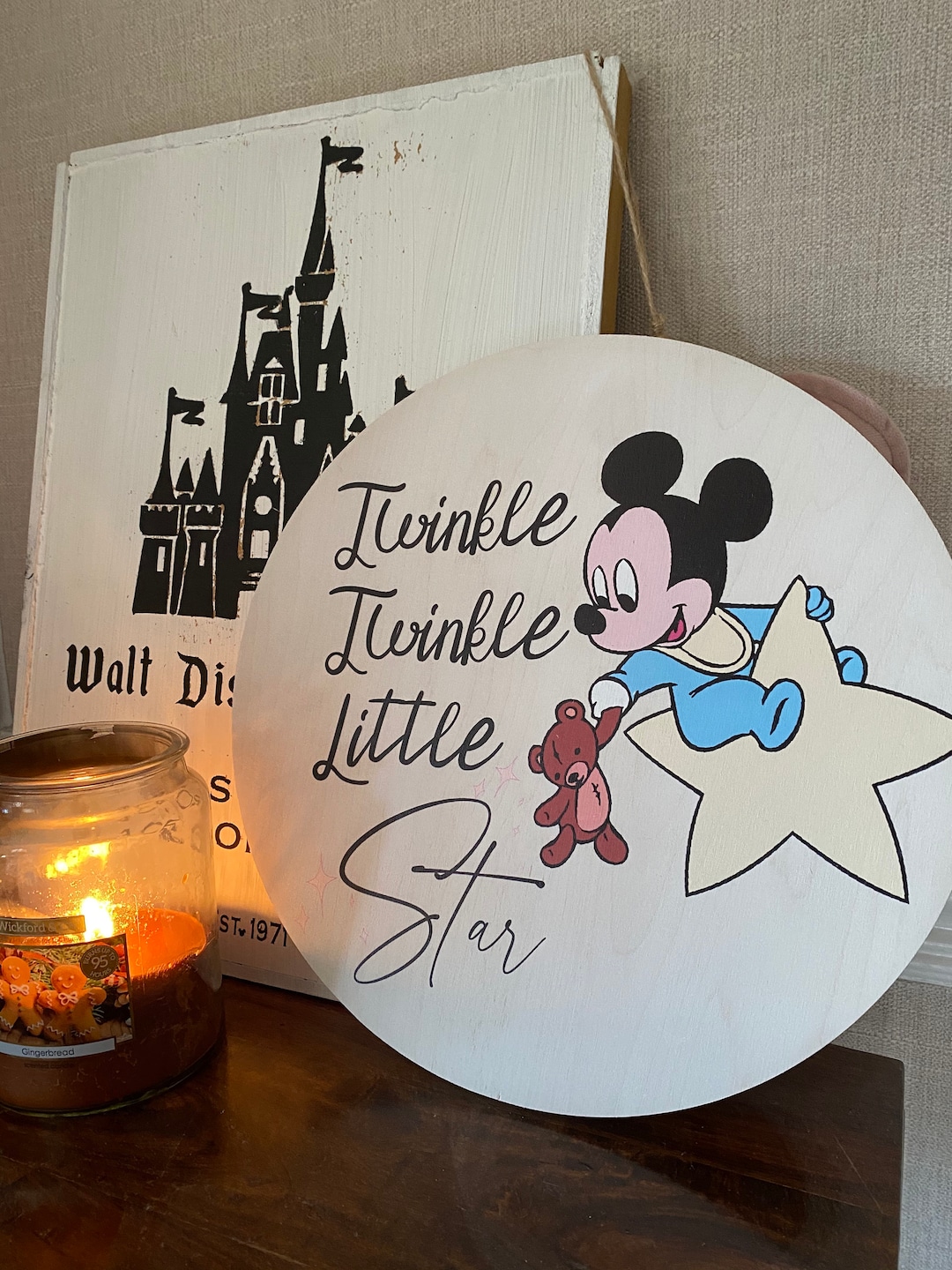 Mickey Mouse Minnie Mouse Twinkle Twinkle Little Star Nursery Rhyme Child Hanging Circle - Etsy