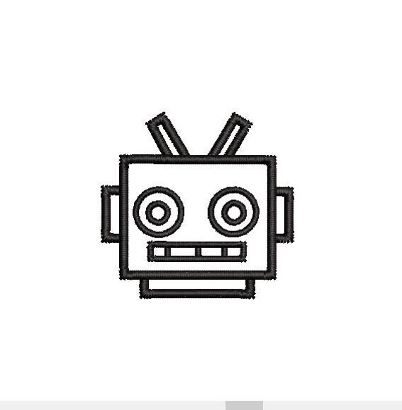 Robot Face Outline Embroidery Design Embroidery File Digital - Etsy