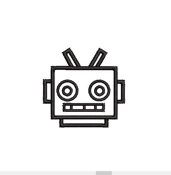 Robot Face Outline Embroidery Design Embroidery File Digital Design ...