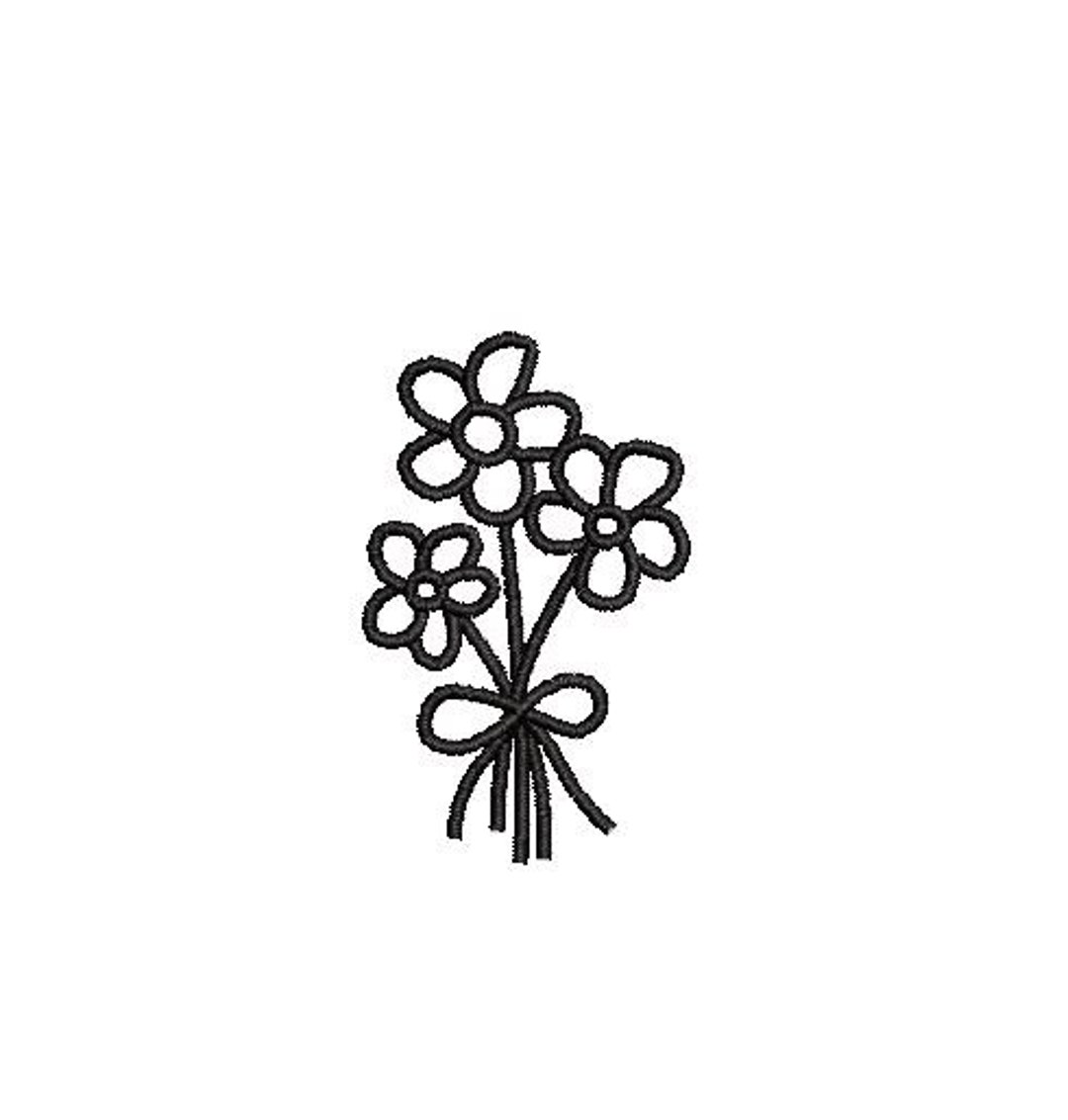 Flower Bouquet Outline Embroidery Design Embroidery File Digital Design ...